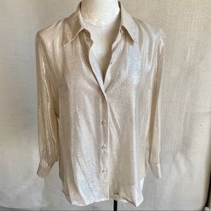 Vintage | Tops | Vintage Sparkly Silk Champagne Long Sleeved Blouse ...